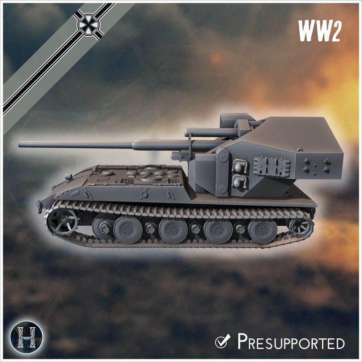 3D Printable E-100 Waffenträger 128mm Pak 44 with casemate Entwicklung ...