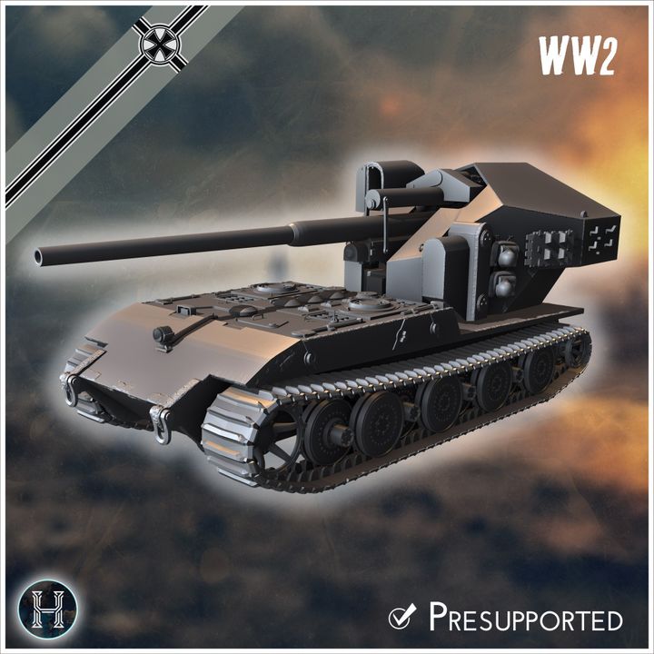 3D Printable E-100 Waffenträger 128mm Pak 44 with casemate Entwicklung ...