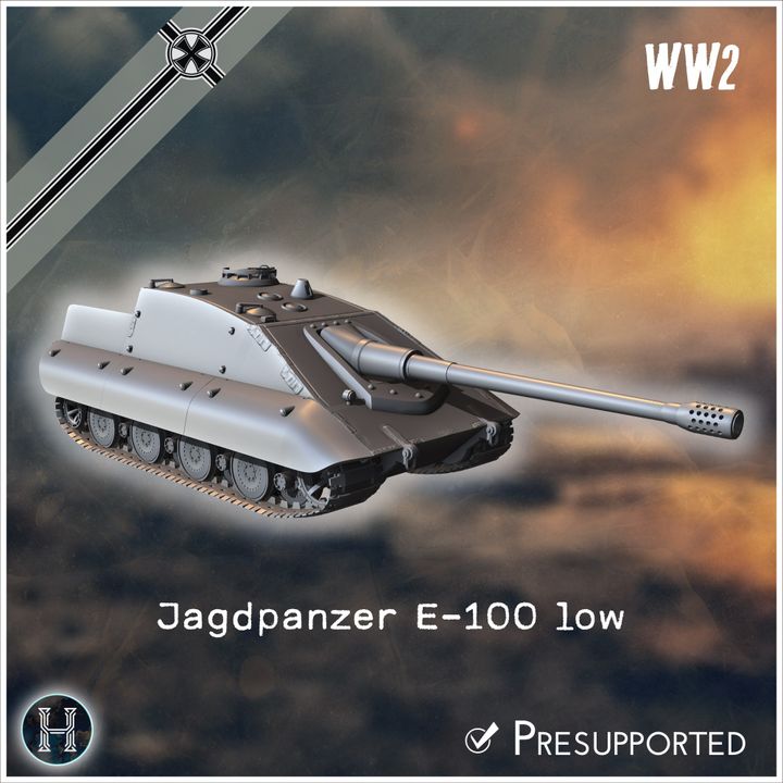 3D Printable Jagdpanzer E-100 (with low profile) Entwicklung tank ...