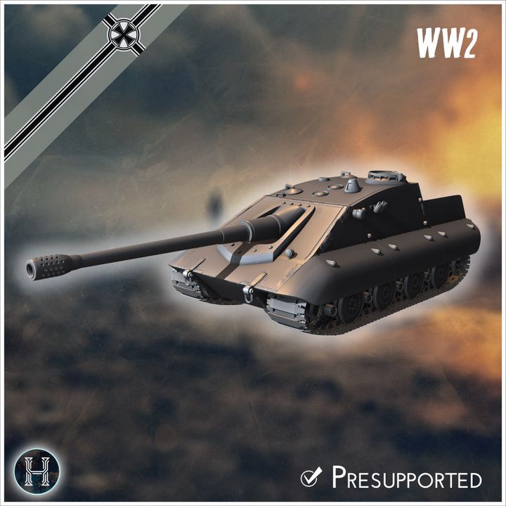 3D Printable Jagdpanzer E-100 (with low profile) Entwicklung tank ...