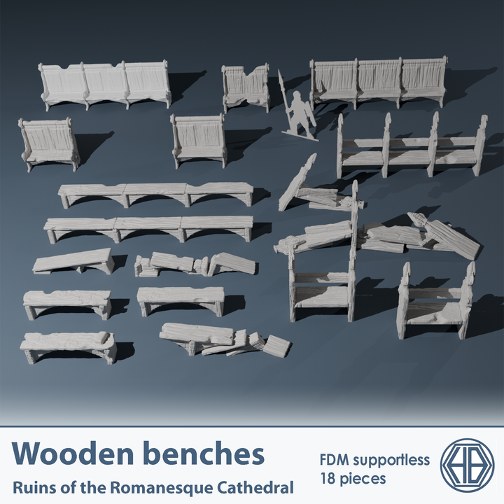 3D Printable Wooden benches by HexBrick