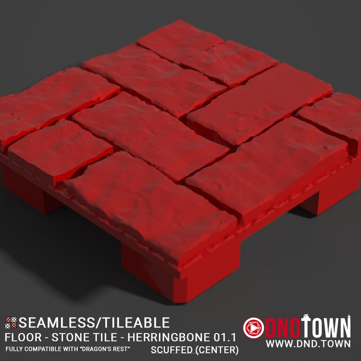 3D Printable Floor - Stone - Herringbone Medium - Centre 01.1 (SCUFFED ...