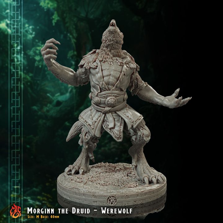 3D Printable Morginn the Druid, Werewolf form by Crippled God Foundry