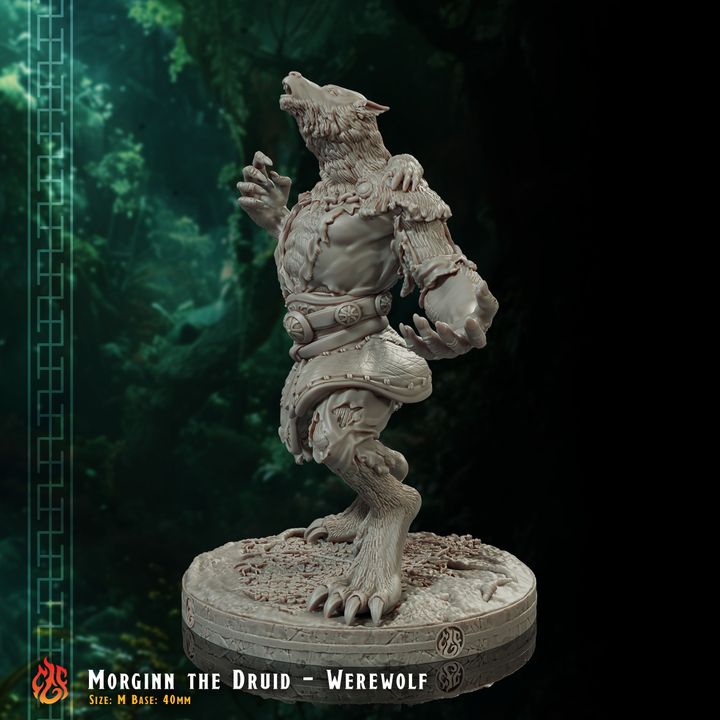 3D Printable Morginn the Druid, Werewolf form by Crippled God Foundry