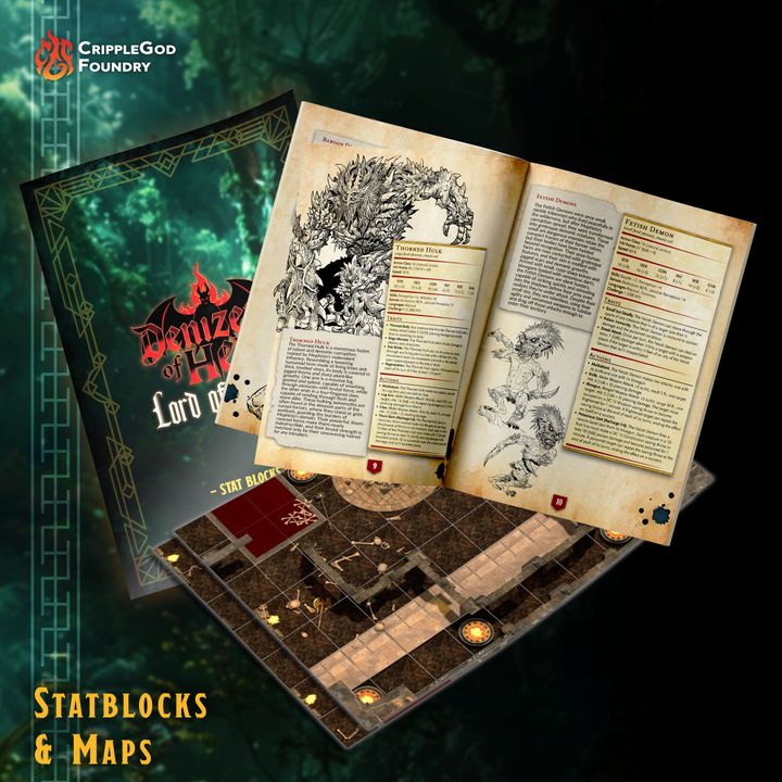 3D Printable Lord of Hatred ~ Statblocks and Maps by Crippled God Foundry