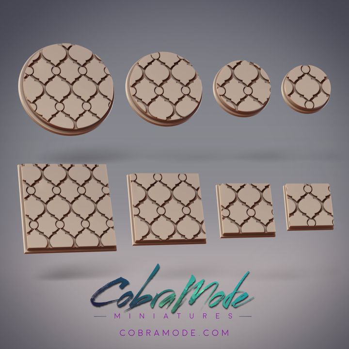 3D Printable Arabesque Base Pack (8pcs) - Round and Square Versions by ...