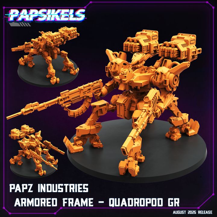 3D Printable ARMORED FRAME PAPZ INDUSTRIES QUADROPOD GR by PAPSIKELS ...