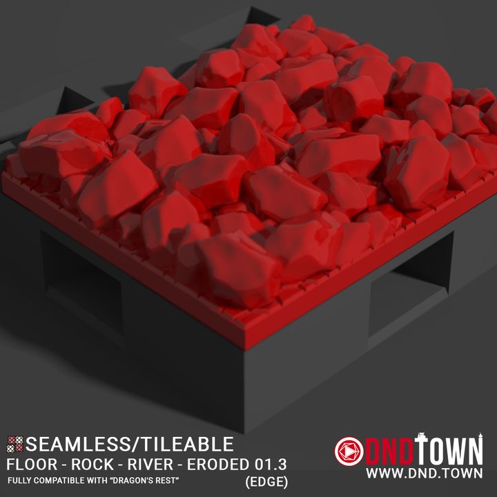 3D Printable Floor - Stone - River - Edge 01.3 (ERODED) - 3D Modular ...
