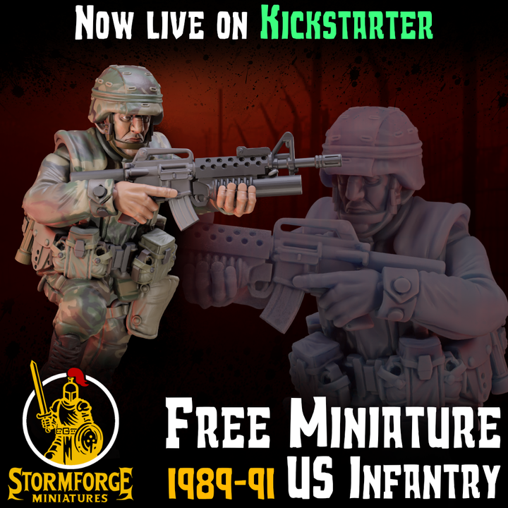 3D Printable FREE US Infantry Miniature 1989-1991 by Stormforge Miniatures