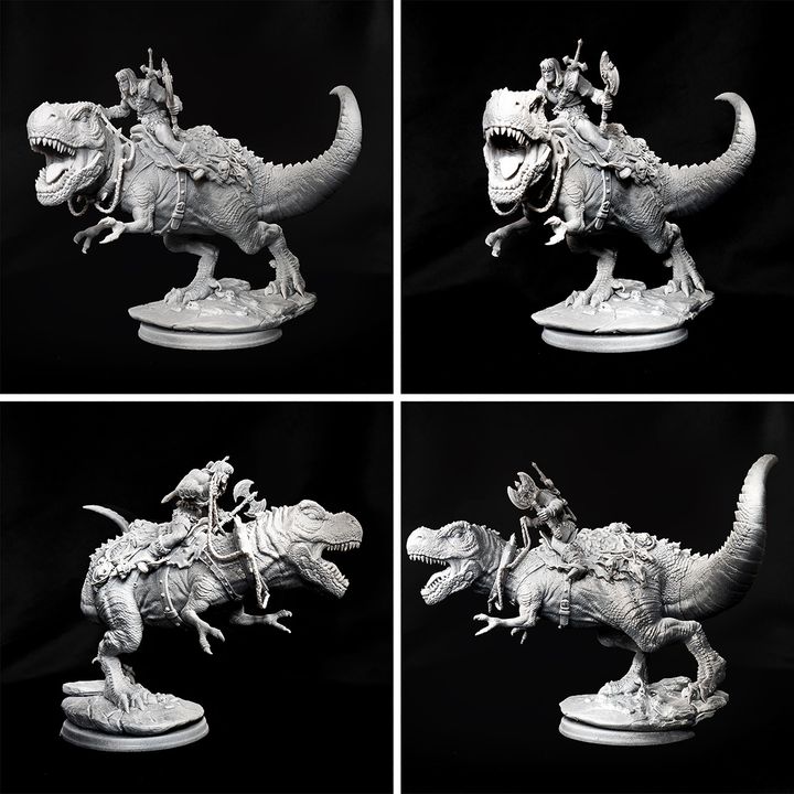 3D Printable Kravos And Gorefang - Barbarian riging on T-Rex by Ronin ...