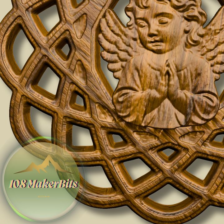 3D Printable Praying Angel CNC Relief – Openwork STL File for Aspire ...
