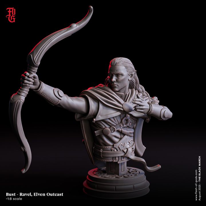 3D Printable Bust - Ravel, Elven Outcast by Flesh of Gods