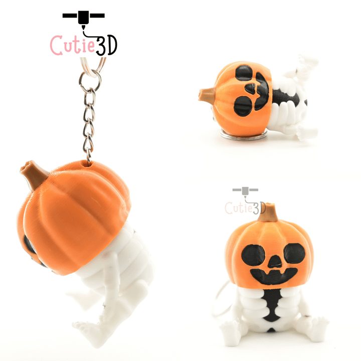 3D Printable Cutie3D Halloween Skeleton Pumpkin Keycap Fidget Clicker ...