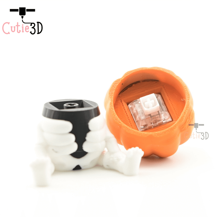 3D Printable Cutie3D Halloween Skeleton Pumpkin Keycap Fidget Clicker ...