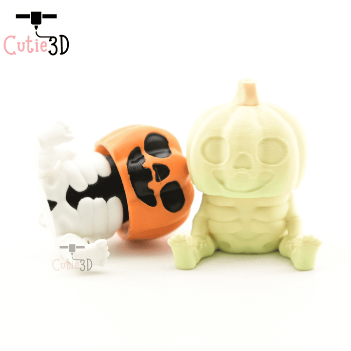 3D Printable Cutie3D Halloween Skeleton Pumpkin Keycap Fidget Clicker ...