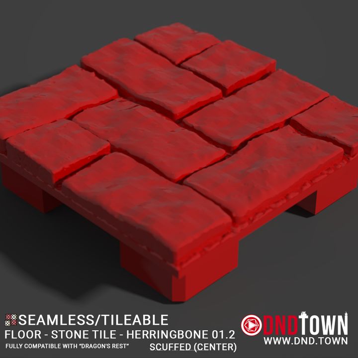 3D Printable Floor - Stone - Herringbone Medium - Centre 01.2 (SCUFFED ...