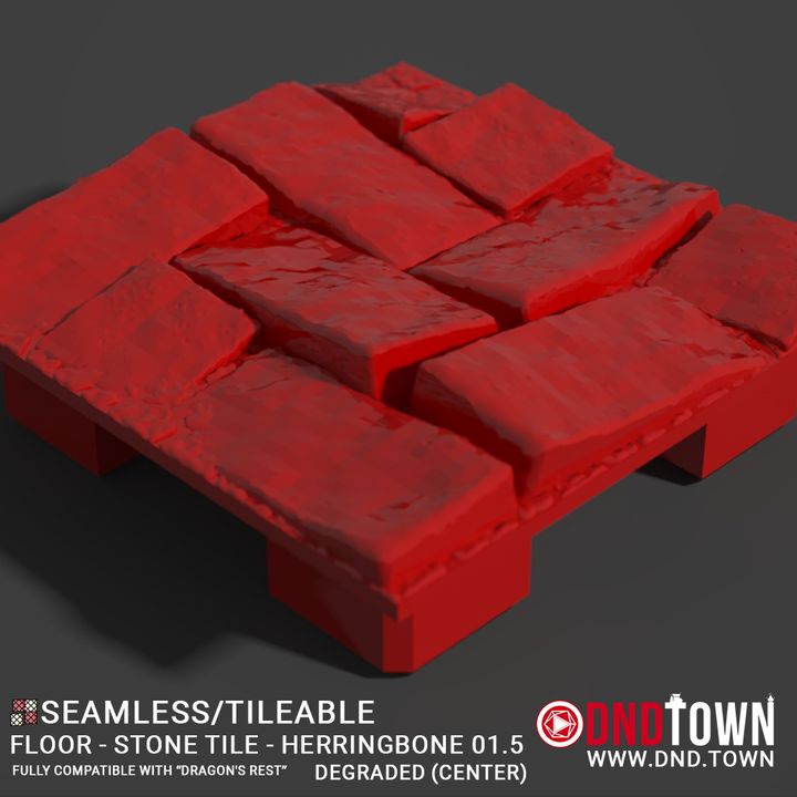 3D Printable Floor - Stone - Herringbone Medium - Centre 01.5 (DEGRADED ...