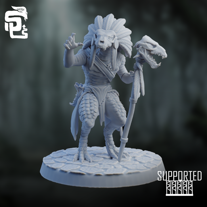 3D Printable LizardFolk Shaman by SoulPact Miniatures