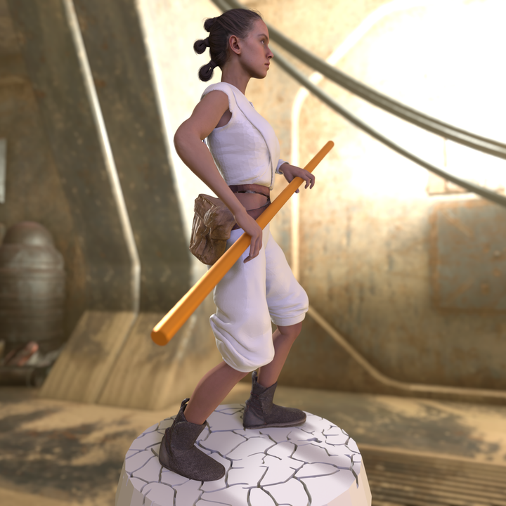 3D Printable Wasteland Fighter Woman with Staff Post-Apocalyptic STL ...
