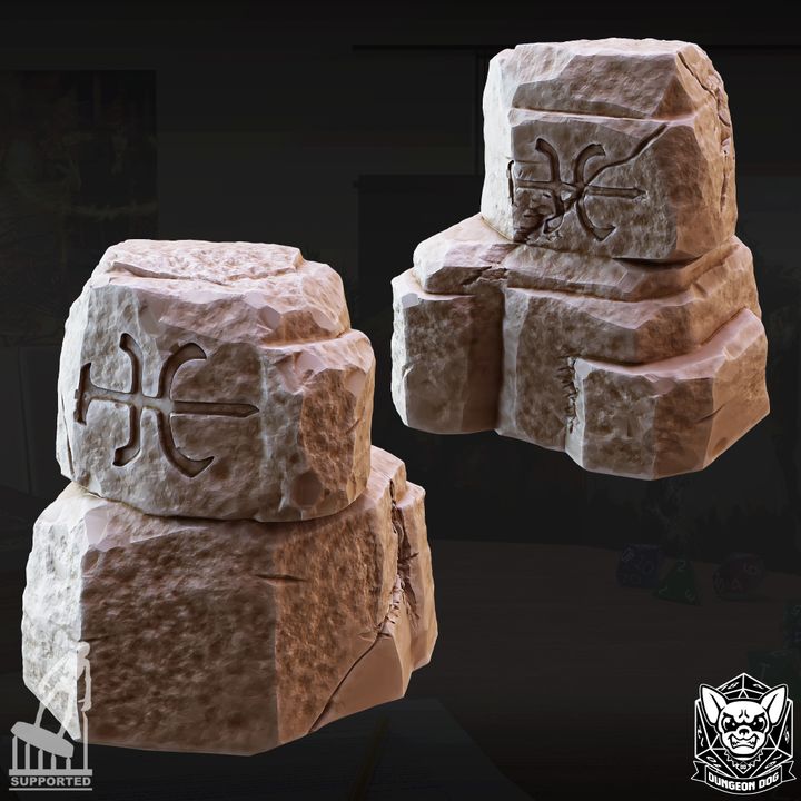 3D Printable Rune Shrine Stones by Dungeon Dog