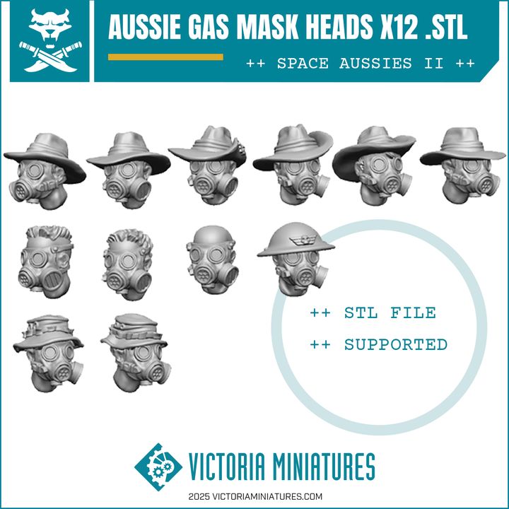 3D Printable Aussie Gas Mask Heads by Victoria