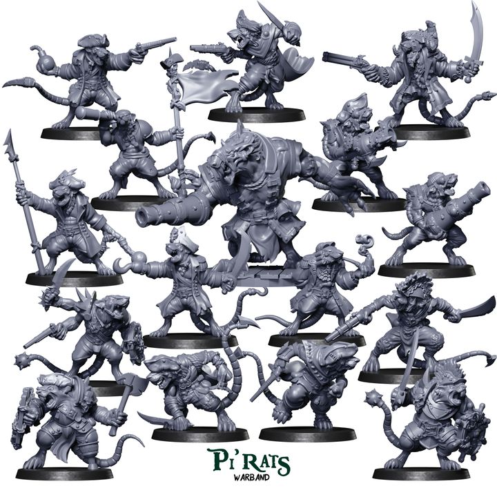 3D Printable Pi`Rats Team Warband by Punga Miniatures