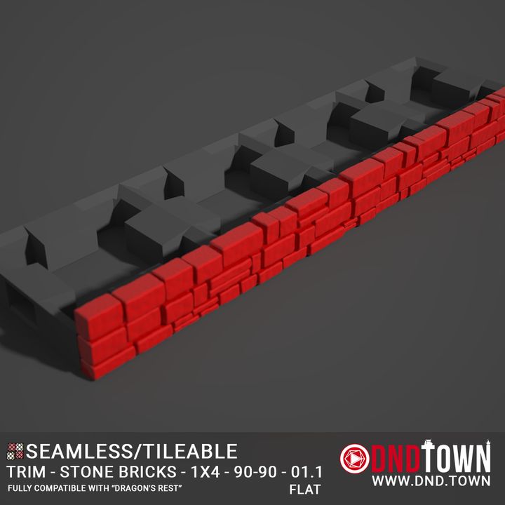3D Printable Trim - Stone - Bricks - 1x4 - 90-90 Degrees - 1.1 (FLAT ...