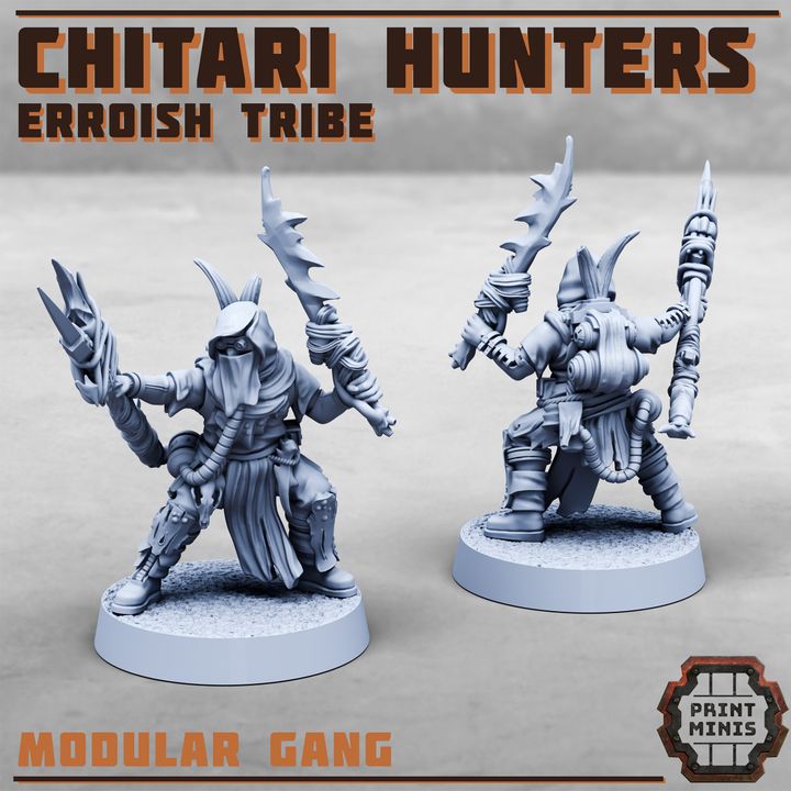3D Printable Chitari Hunters - Erroish Tribe by Print Minis