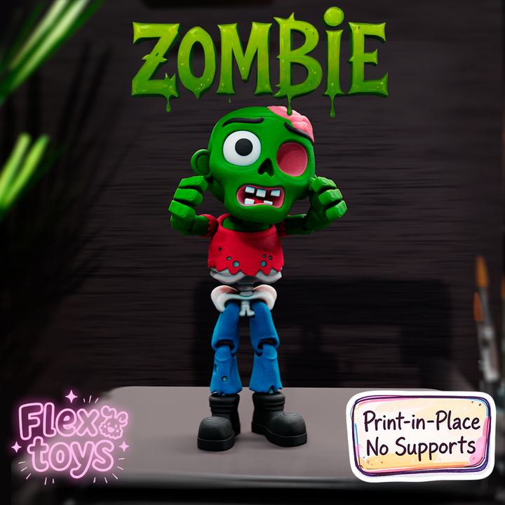 3D Printable Flexi Zombie – Print-in-Place Halloween Toy by 42