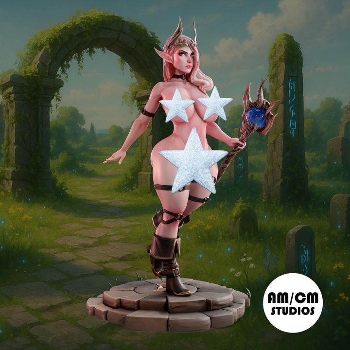 3D Printable Wanda Moonfire: 3d printable enchantress Pin-Up (Personal use) by AMCM Studios