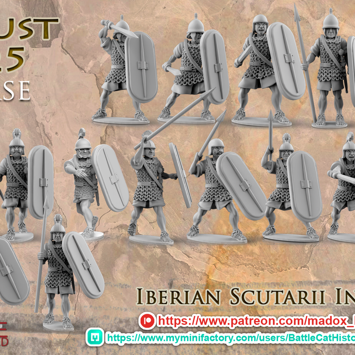 3D Printable Iberian Scutarii Infantry by BattleCat Miniatures
