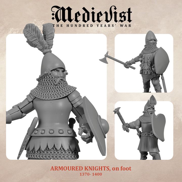 3D Printable Armoured knights on foot, late 14th century by Medievist: Miniature & Games