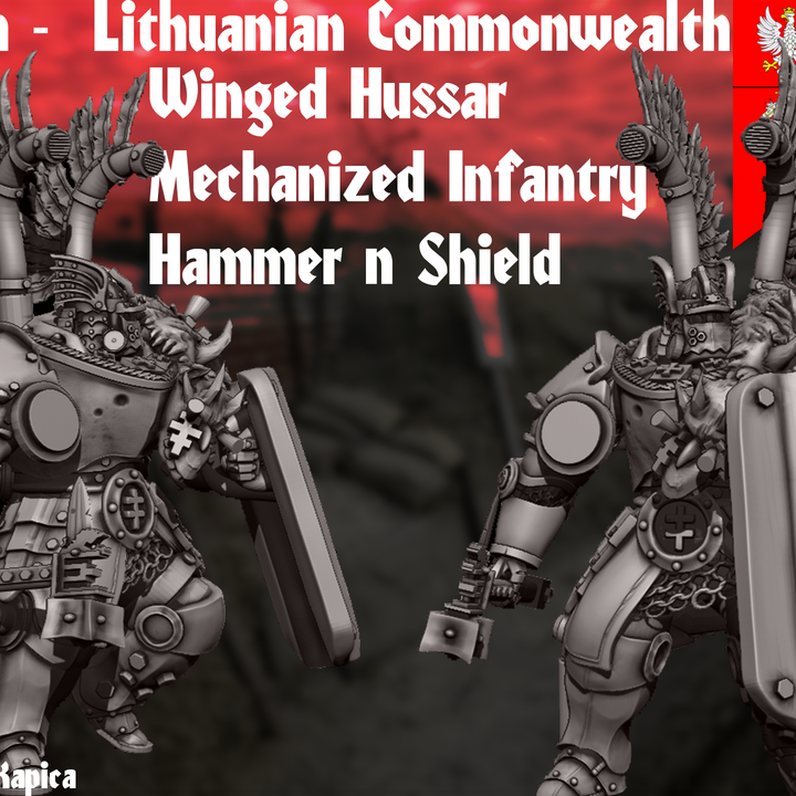 3D Printable Trench War Crusading Winged Hussar Mechanized Infantry ...