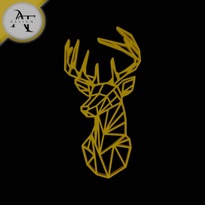 3D Printable Deer - Geometric - 2D Wall Art Decor by AT Design