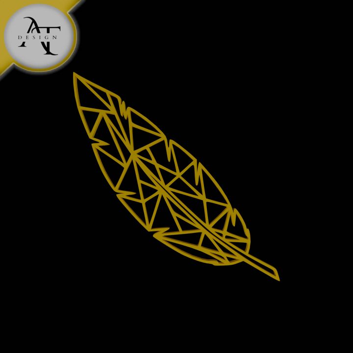 3D Printable Feather - Geometric - 2D Wall Art Decor by AT Design