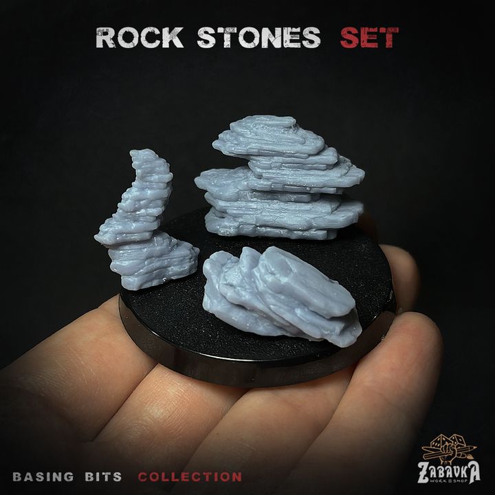 3D Printable Rock stones - Basing Bits by Zabavka Workshop