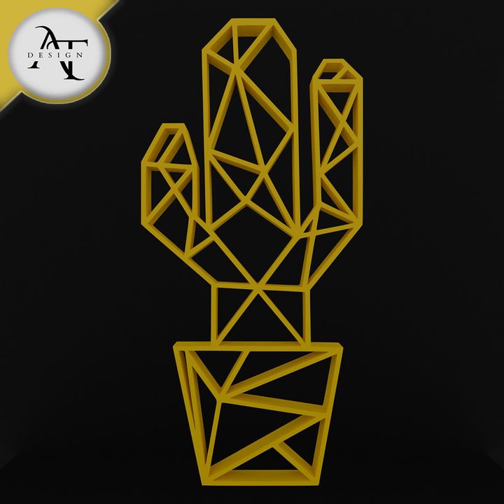 3D Printable Cactus - Geometric - 2D Wall Art Decor by AT Design