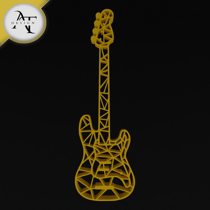3D Printable Electric Guitar - Geometric - 2D Wall Art Decor by AT Design