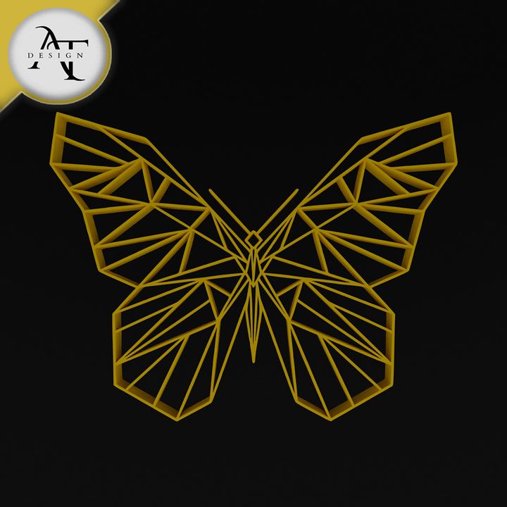 3D Printable Butterfly - Geometric - 2D Wall Art Decor by AT Design