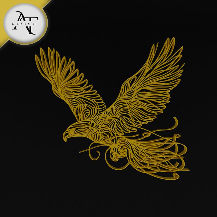 3D Printable Eagle - Line Art - 2D Wall Art Decor by AT Design