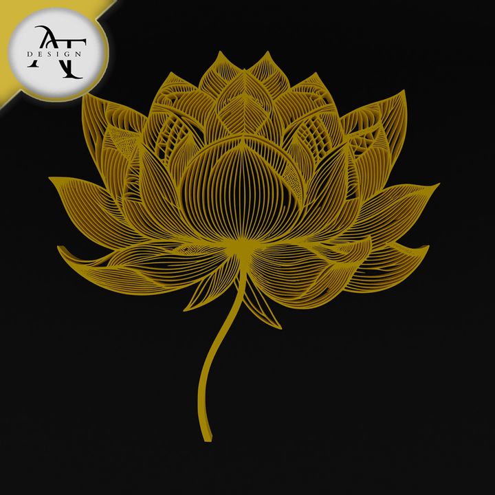 3D Printable Lotus - Geometric - 2D Wall Art Decor by AT Design