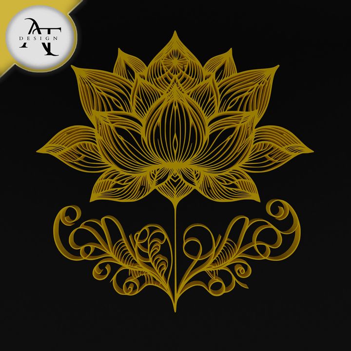 3D Printable Lotus - Geometric - 2D Wall Art Decor by AT Design