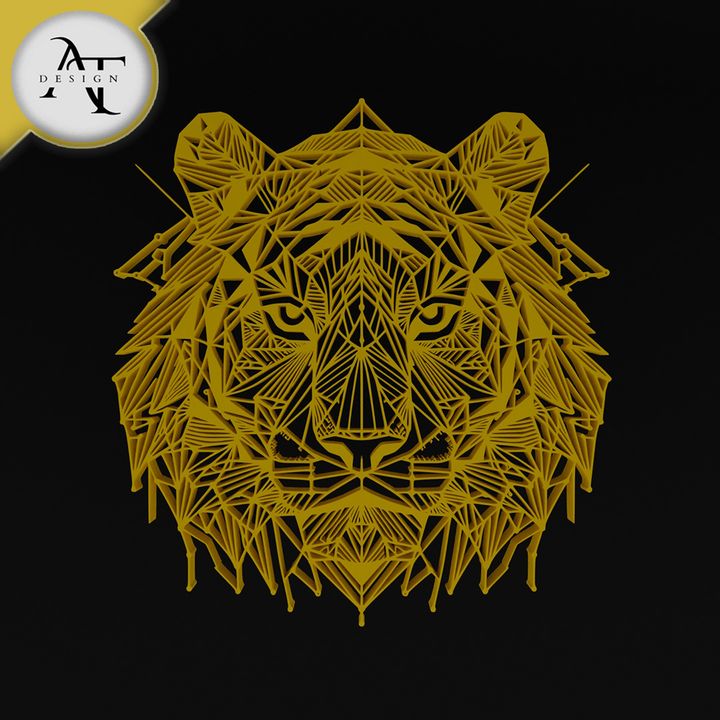 3D Printable Tiger Head - Geometric - 2D Wall Art Decor by AT Design