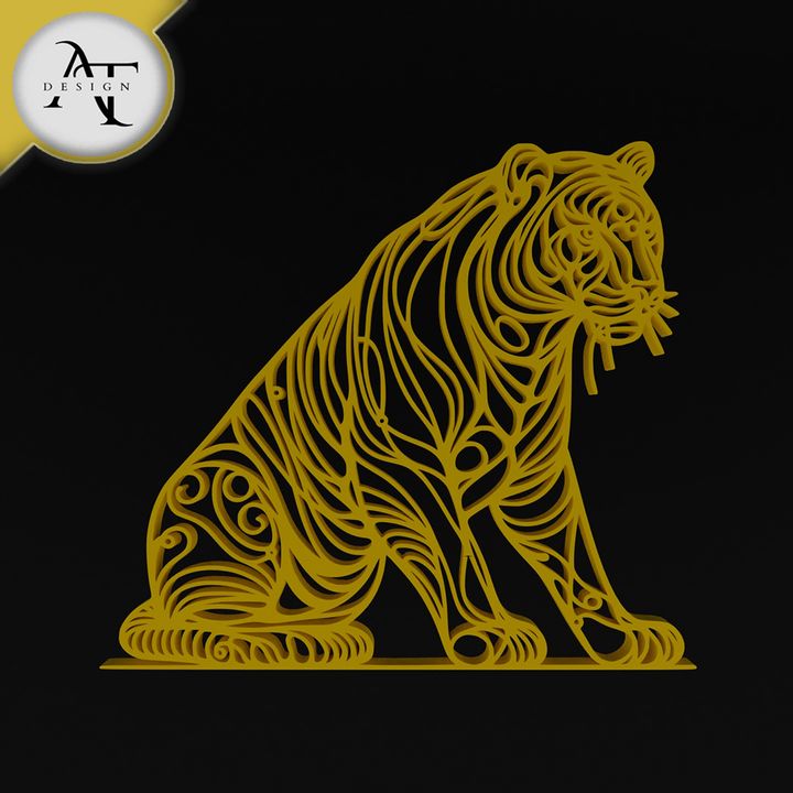 3D Printable Tiger - Line Art - 2D Wall Art Decor by AT Design