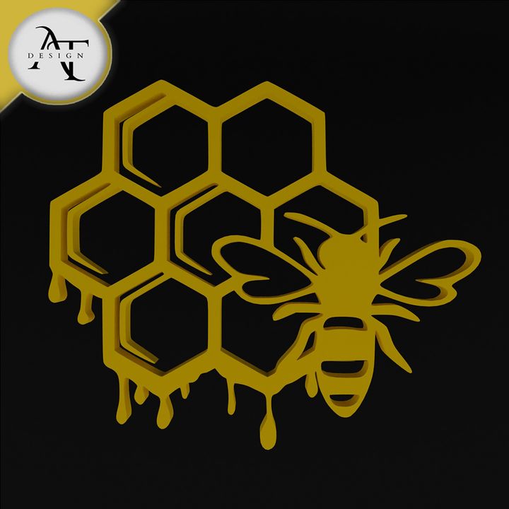 3D Printable Bee - 2D Wall Art Decor by AT Design
