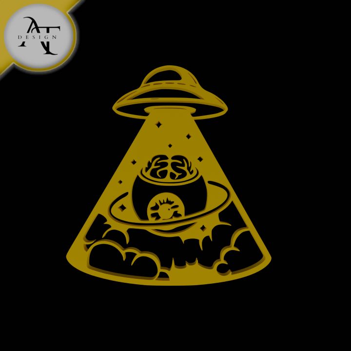 3D Printable UFO - 2D Wall Art Decor by AT Design