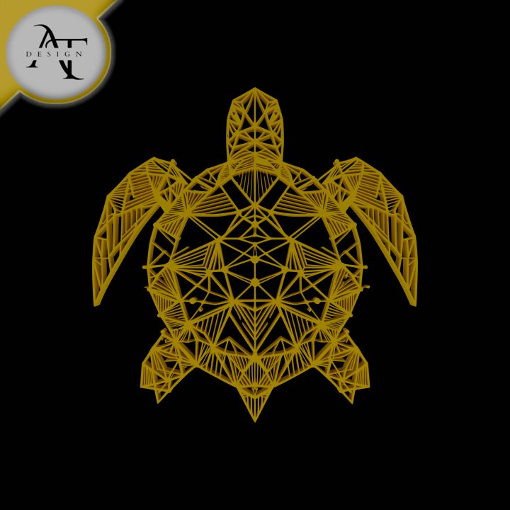 3D Printable Turtle - Geometric - 2D Wall Art Decor by AT Design