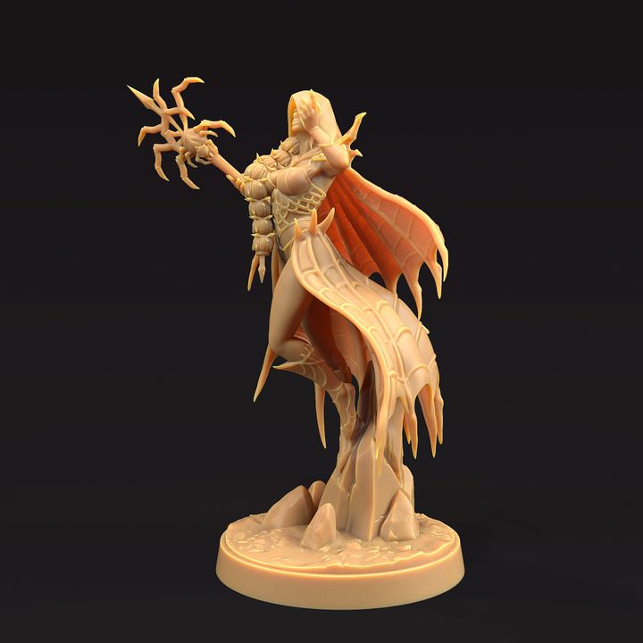 3D Printable Drow Mage, Female | PRESUPPORTED | Dungeon Classics by ...