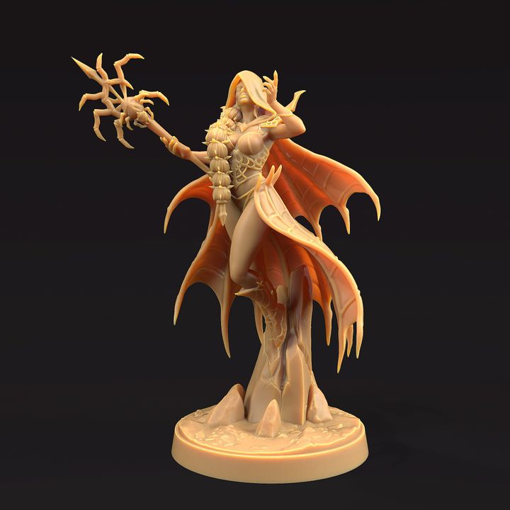 3D Printable Drow Mage, Female | PRESUPPORTED | Dungeon Classics by ...