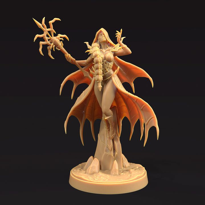 3D Printable Drow Mage, Female | PRESUPPORTED | Dungeon Classics by ...